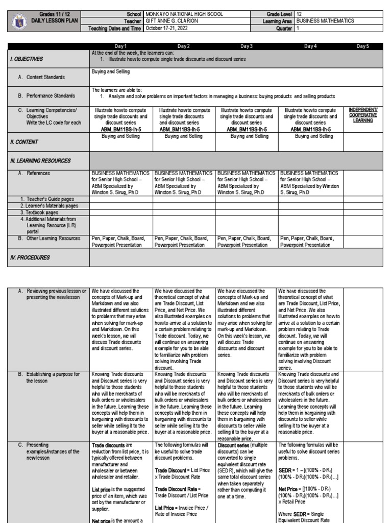 BM DLP Week 8 | PDF | List Price | Discounts And Allowances