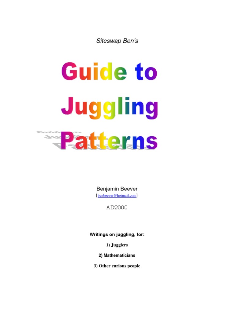 Guide To Juggling Patterns | PDF | Circus Skills | Sports And ...