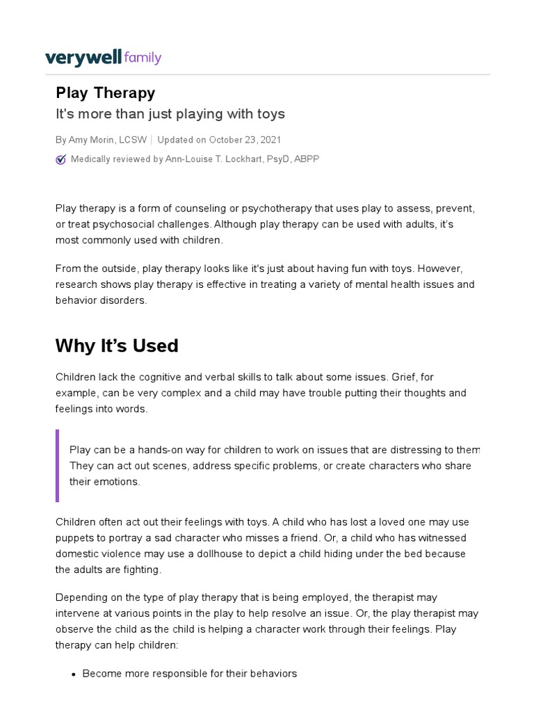 What Is Play Therapy 4175560 | PDF | Play Therapy | Psychotherapy