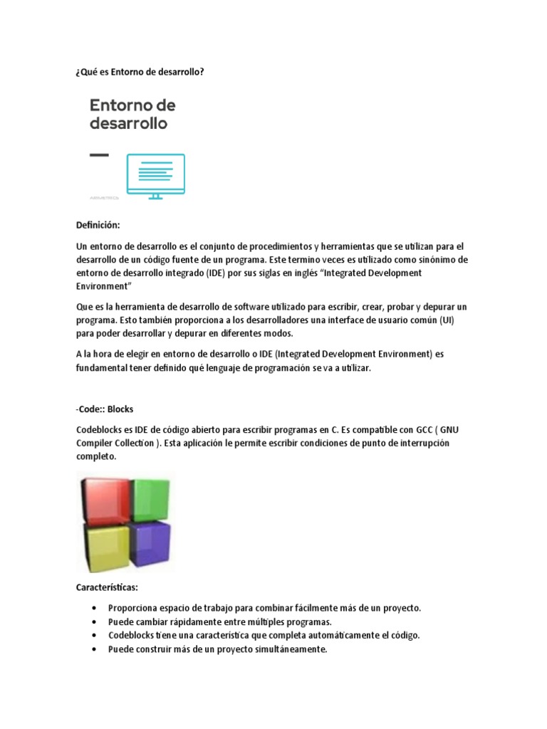 ¿Qué Es Entorno de Desarrollo? | PDF | Entorno de desarrollo integrado ...