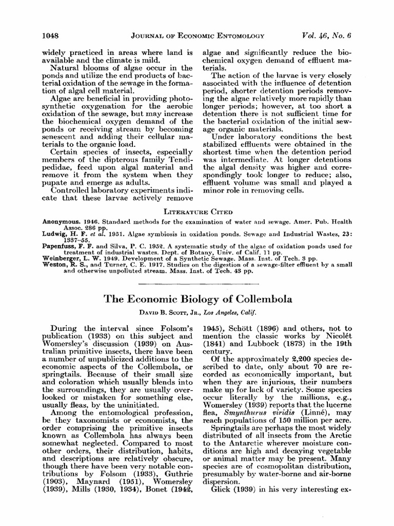 1953 EconomicBiologyCollembola | PDF | Algae | Seed