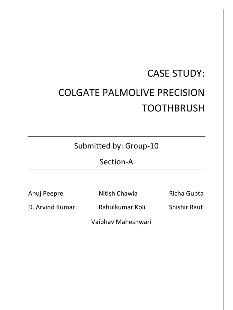 Precision Toothbrush Case Study: Financial Analysis of Positioning Colgate Palmolive's New ...