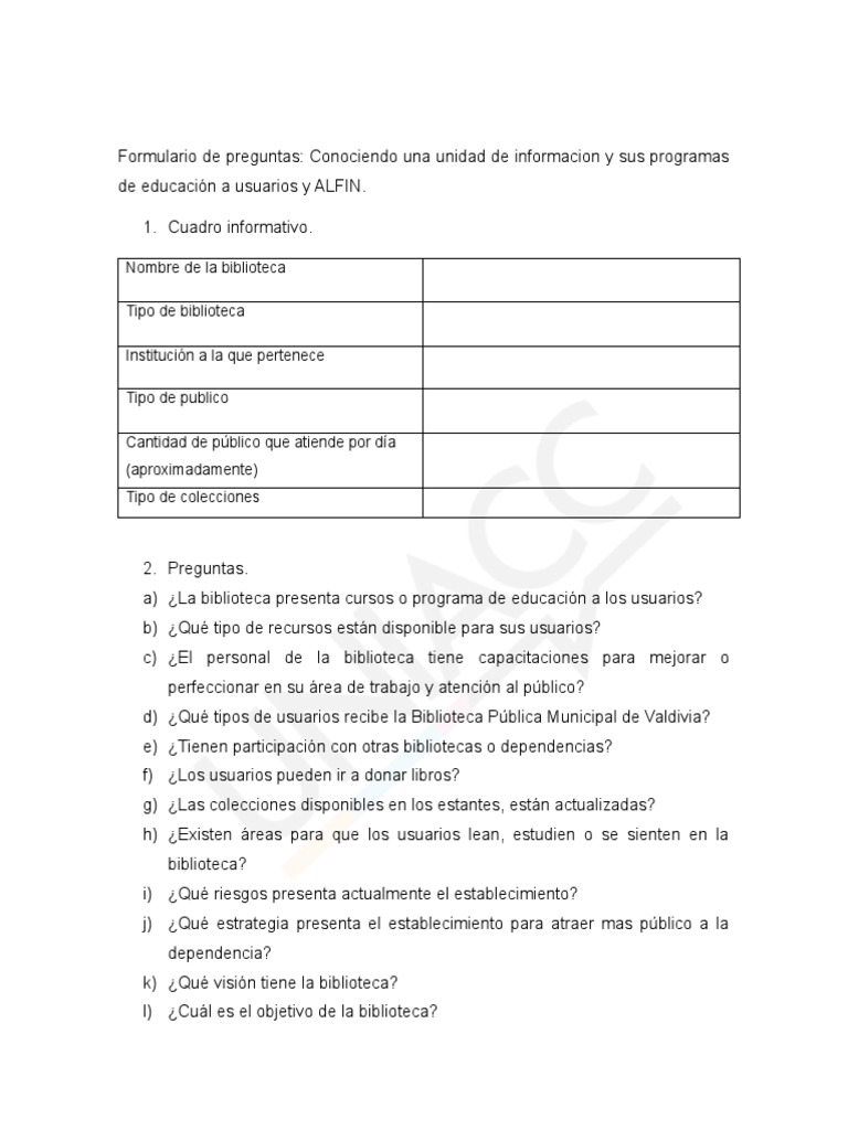 Formulario de Preguntas | PDF