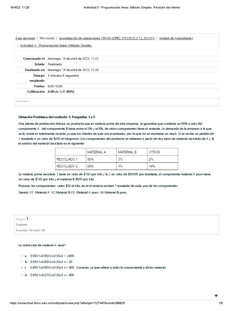 Actividad 3: Método Simplex en Programación Lineal | PDF | Programación ...