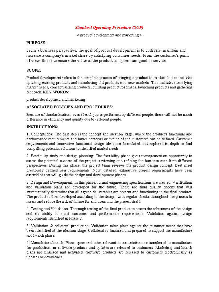 Sop 4 | PDF | New Product Development | Verification And Validation
