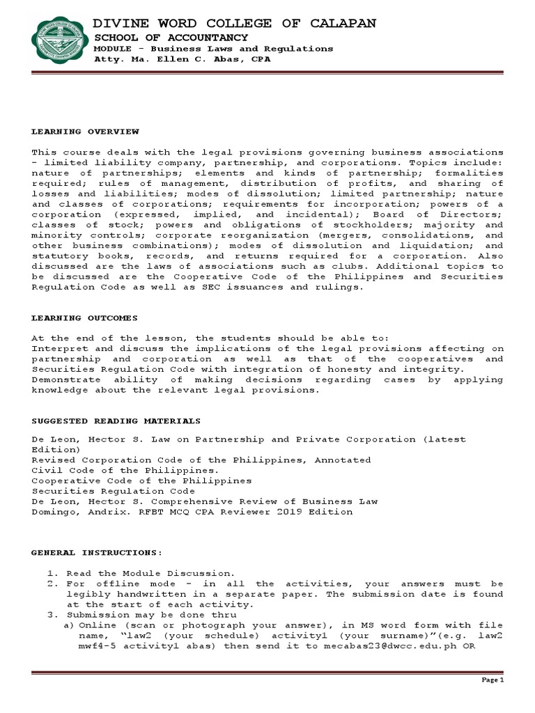MODULE DWCC - Partnership Part1 Online | PDF | Partnership | Law Of Agency