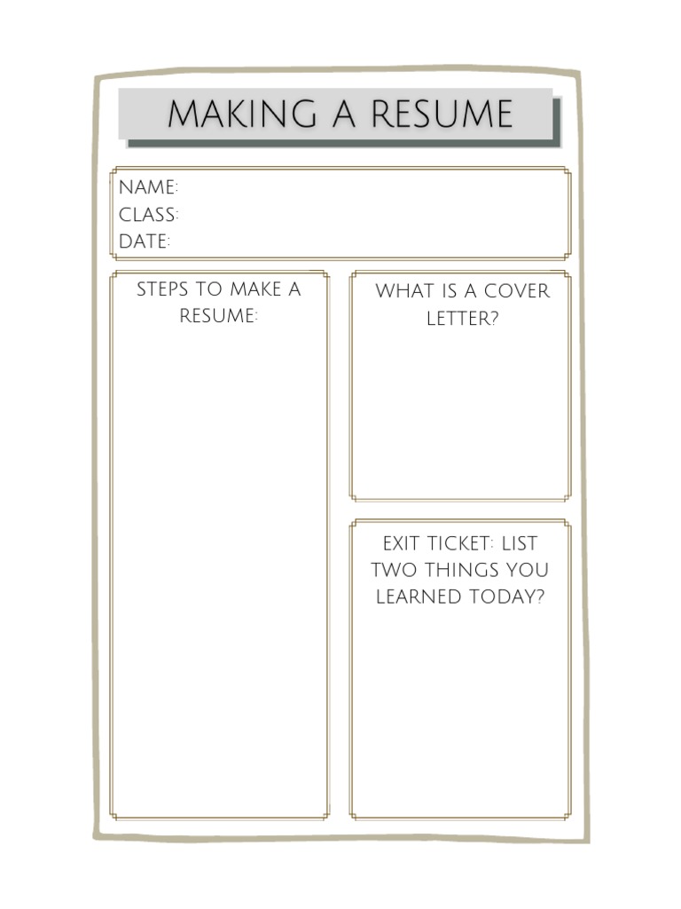 Making A Resume Worksheet 1 | PDF