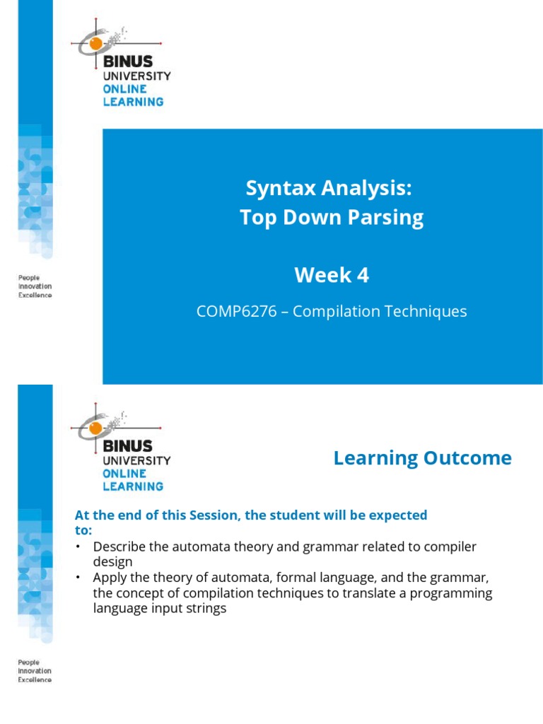 Pert 4 - Syntax Analysis-Top Down Parsing | PDF | Parsing | Syntax