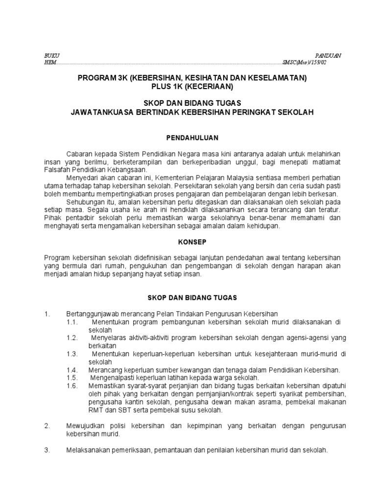 Bidang Tugas 3K | PDF