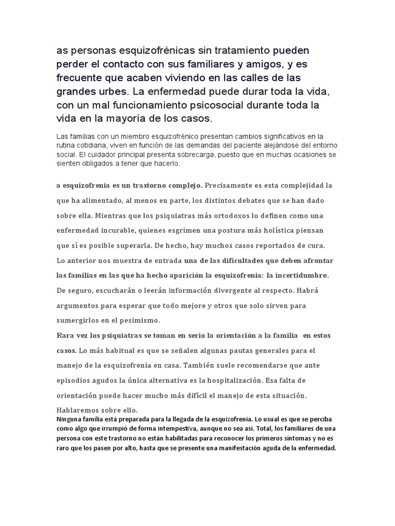 As Personas Esquizofrénicas Sin Tratamiento | PDF | Esquizofrenia ...