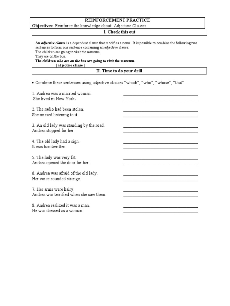 Adjective Clauses Pdf