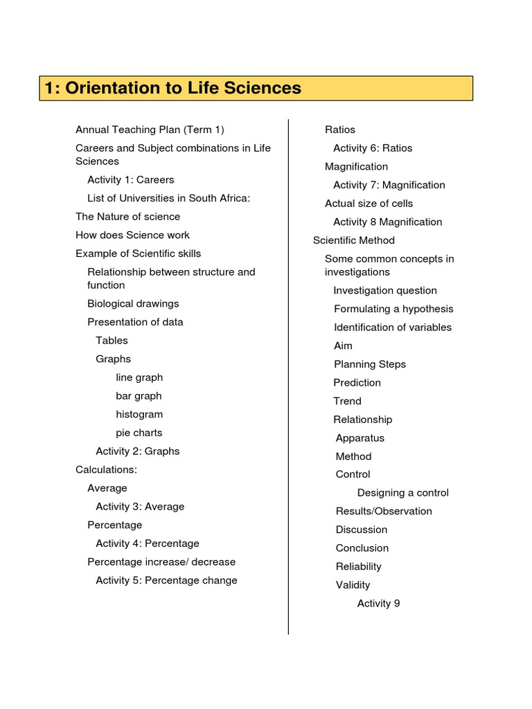 Grade 10 Biology: Life Sciences Overview | PDF | Cell (Biology ...