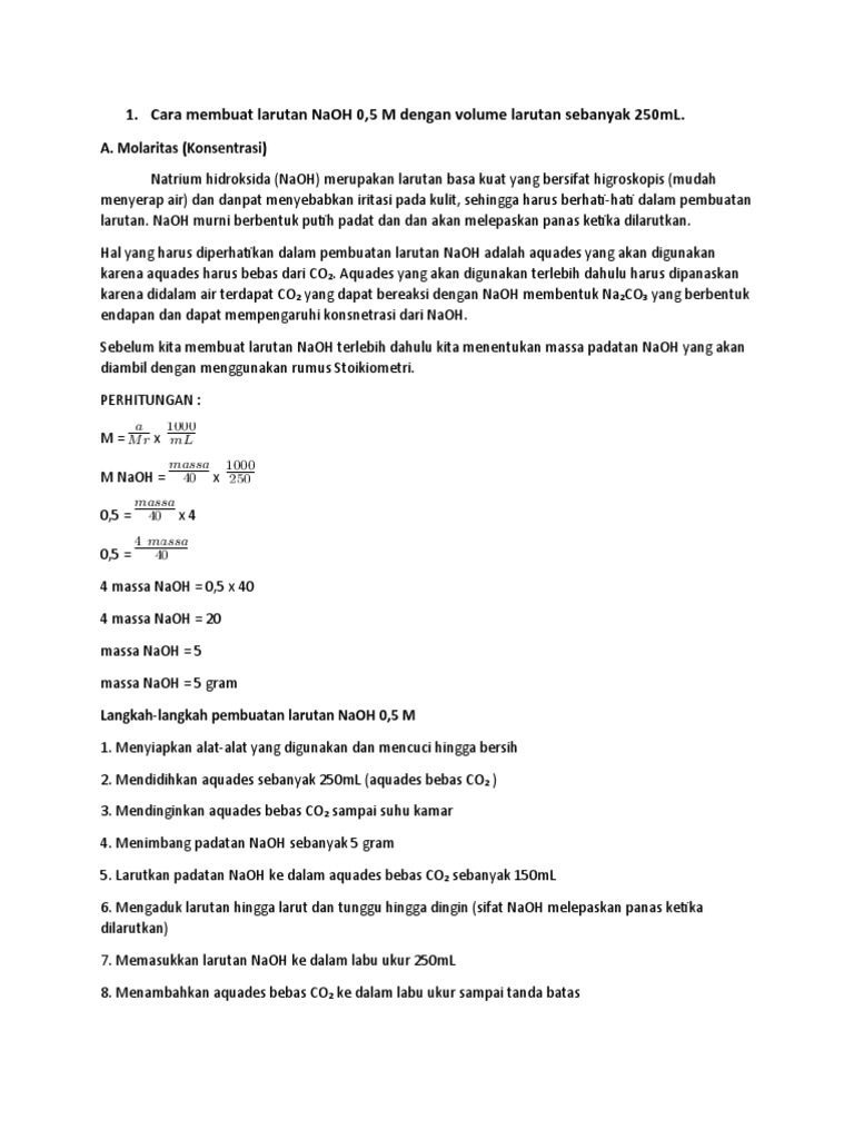 Cara Membuat Larutan NaOH 0 | PDF