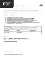 CHCECE037 Assessment Task 2 Placement Project | PDF | Experience | Learning