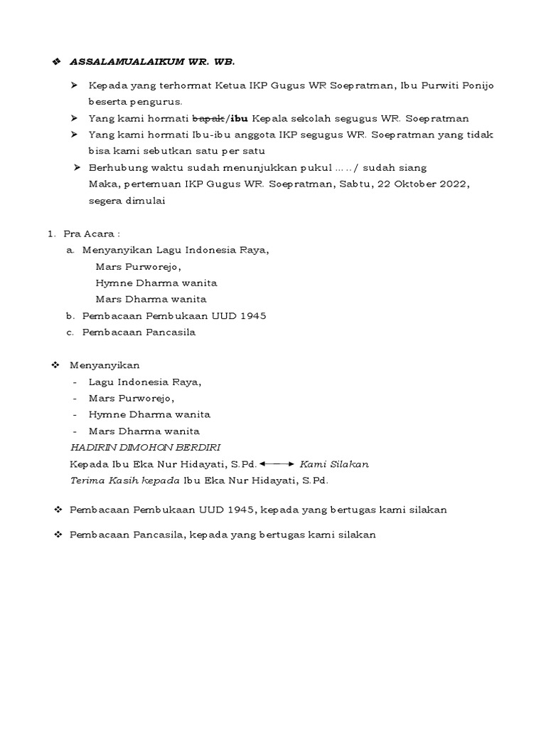 Hadirin Dimohon Berdiri Terima Kasih Kepada Ibu Eka Nur Hidayati, S.PD | PDF | Seni