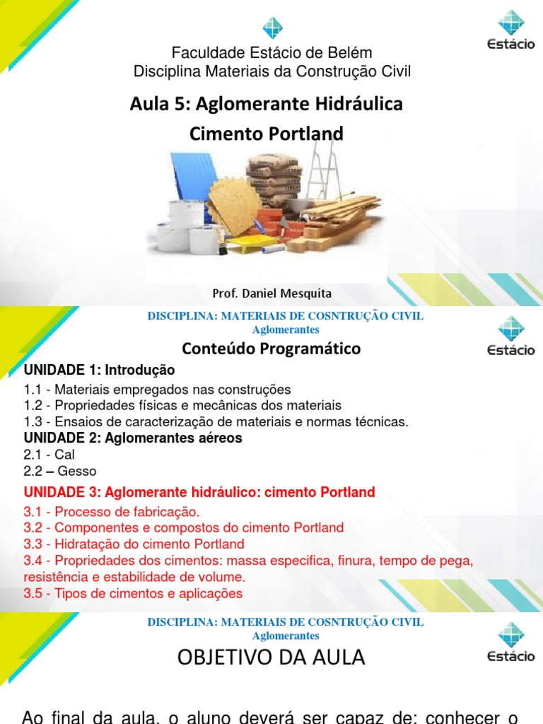 Aula_05_-_Aglomerante_Hidr_ulica_-_Cimento | PDF | Cimento | Engenharia Civil