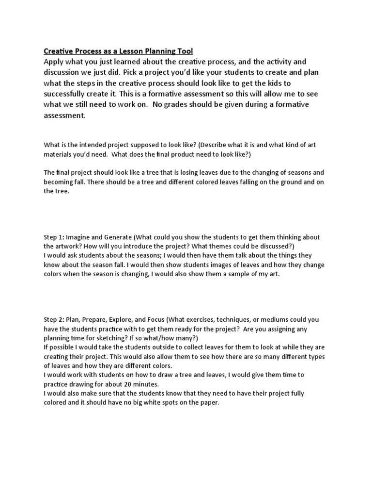 Creative Process As A Lesson Plan | PDF | Creativity | Cognitive Science