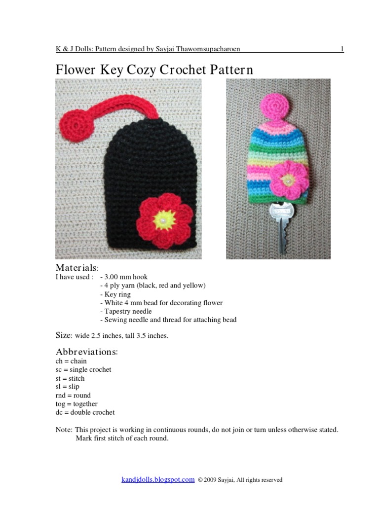 Flower Key Cozy Crochet Pattern | PDF