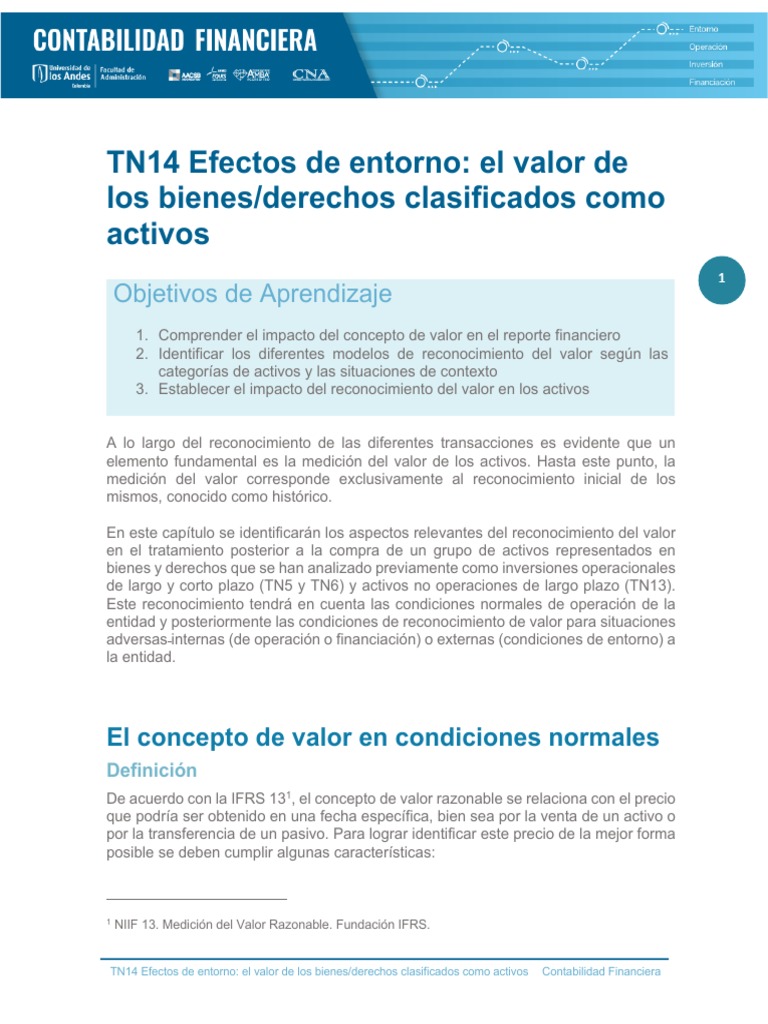 TN14 - Entorno Valor en Activos | PDF | Contabilidad | normas internacionales de INFORMACION ...