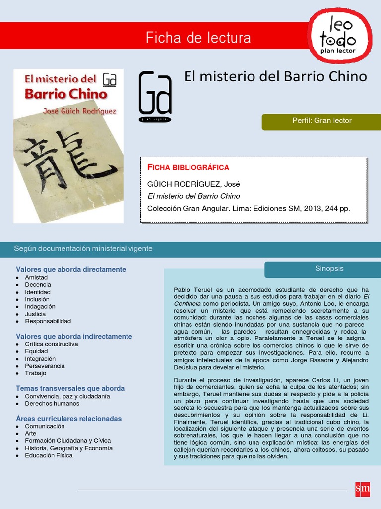 Ficha de Lectura: El Misterio Del Barrio Chino | PDF | China | Política ...