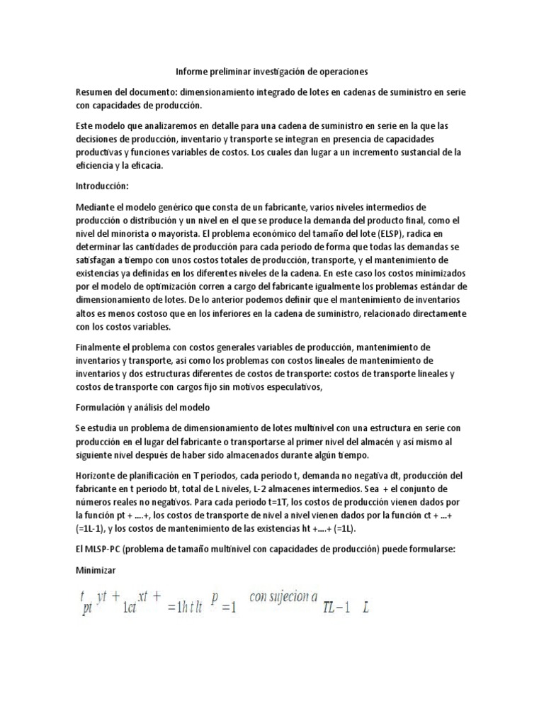 Informe Preliminar Invetigacion de Operacines | PDF