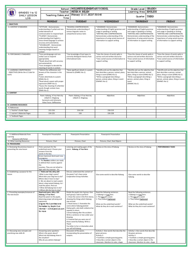 2.eng 4 Q3 W1 | PDF | Reading Comprehension | English Language