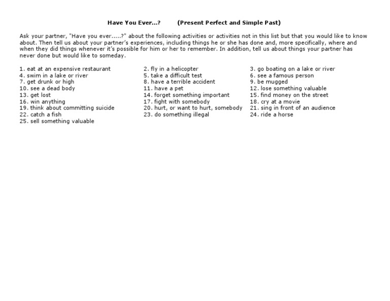 Have You Ever? Activity Discussion Guide | PDF | Home & Garden