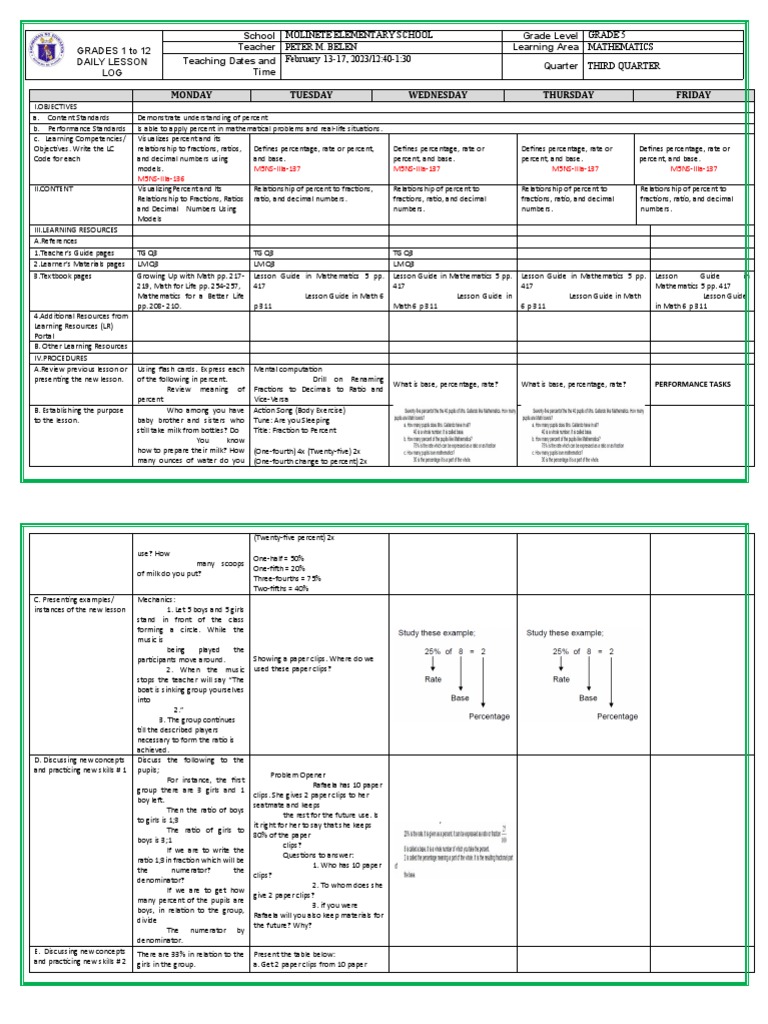 5.math 5 Q3 W1 | PDF | Percentage | Numbers