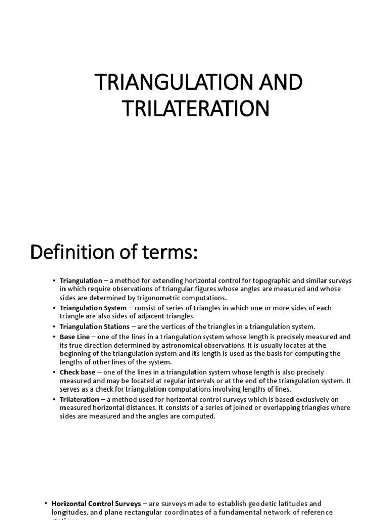 Triangulation and Trilateration | PDF | Surveying | Triangle