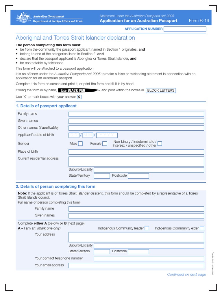 Aboriginal Passport Application Form B-19 | PDF | Indigenous ...
