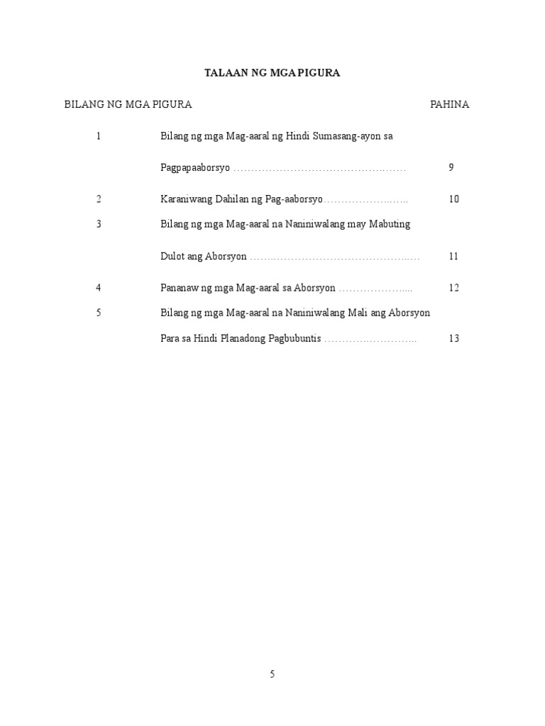 Talaan NG Mga Pigura | PDF