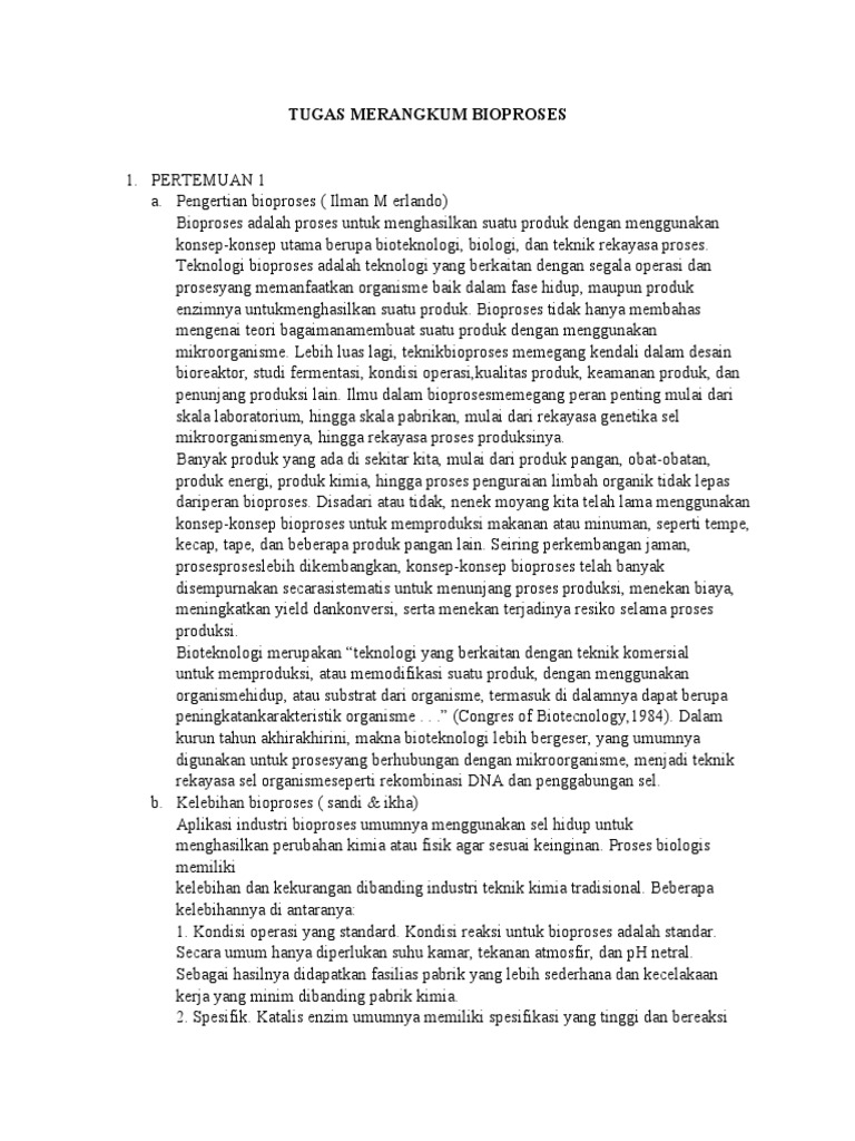 Tugas Merangkum Bioproses TPB20 | PDF
