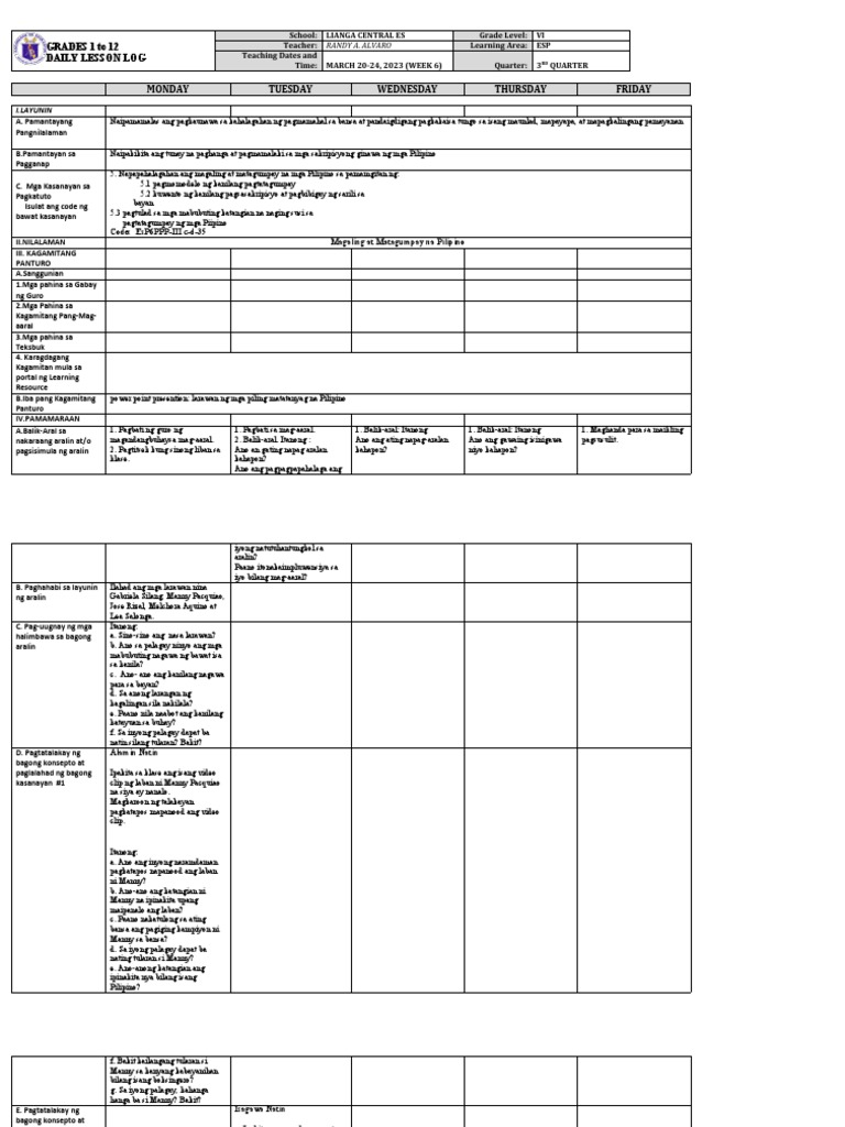 DLL - Esp 6 - Q3 - W6 | PDF