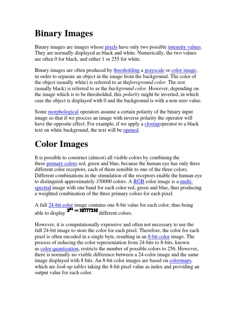 Binary Images: Pixels Intensity Values | PDF | Rgb Color Model ...