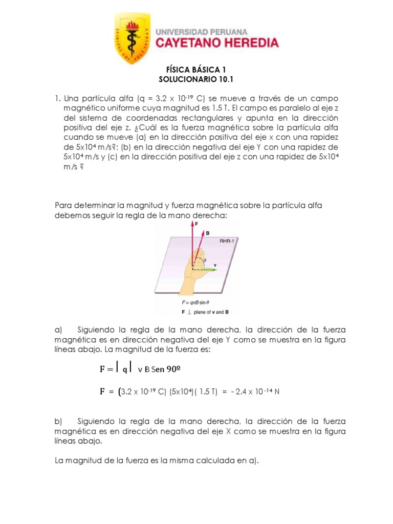 Física Básica 1 Solucionario 10.1: F Q Vbsen90º F ( | PDF | Fuerza ...