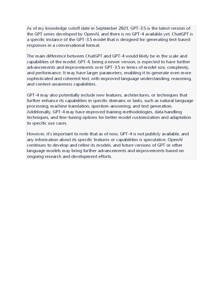 GPT and GPT 4 Difference | PDF