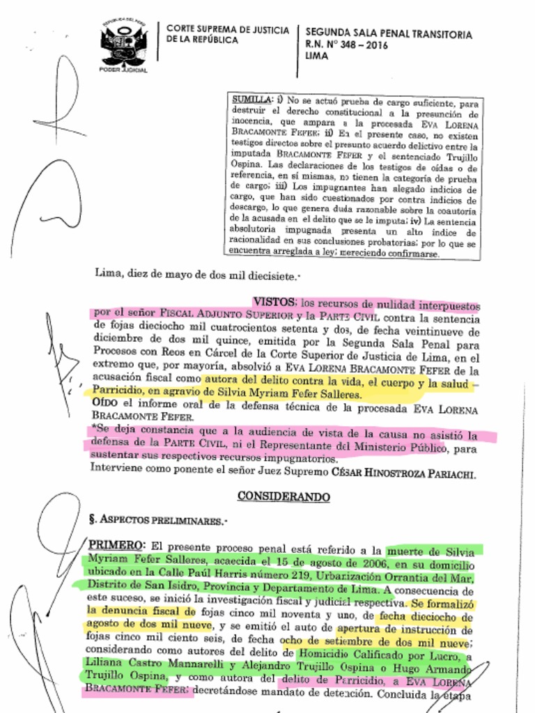 348 2016 Lima Caso Miriam Fefer Absuelve de Manera Definitiva A Eva ...