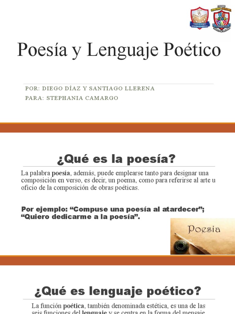 Poesía y Lenguaje Poético: Por: Diego Díaz Y Santiago Llerena Para ...