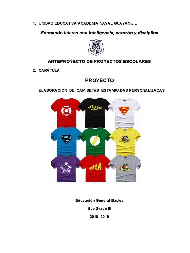 Proyecto 8vo B Anteproyecto Camisetas | PDF | Diseño | Inteligencia