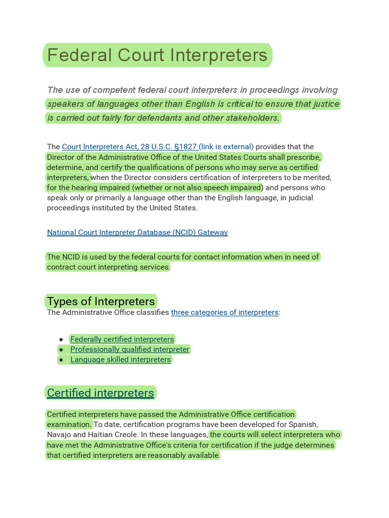 Federal Court Interpreters | PDF | Language Interpretation | Linguistics