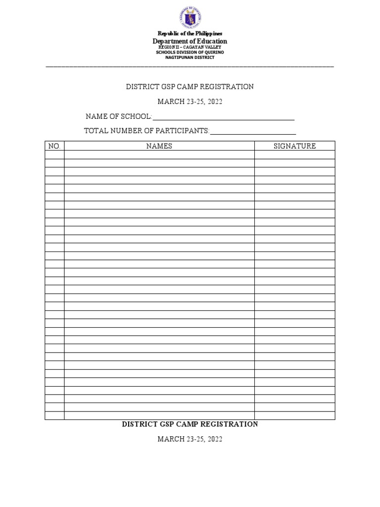 GSP Registration Form | PDF