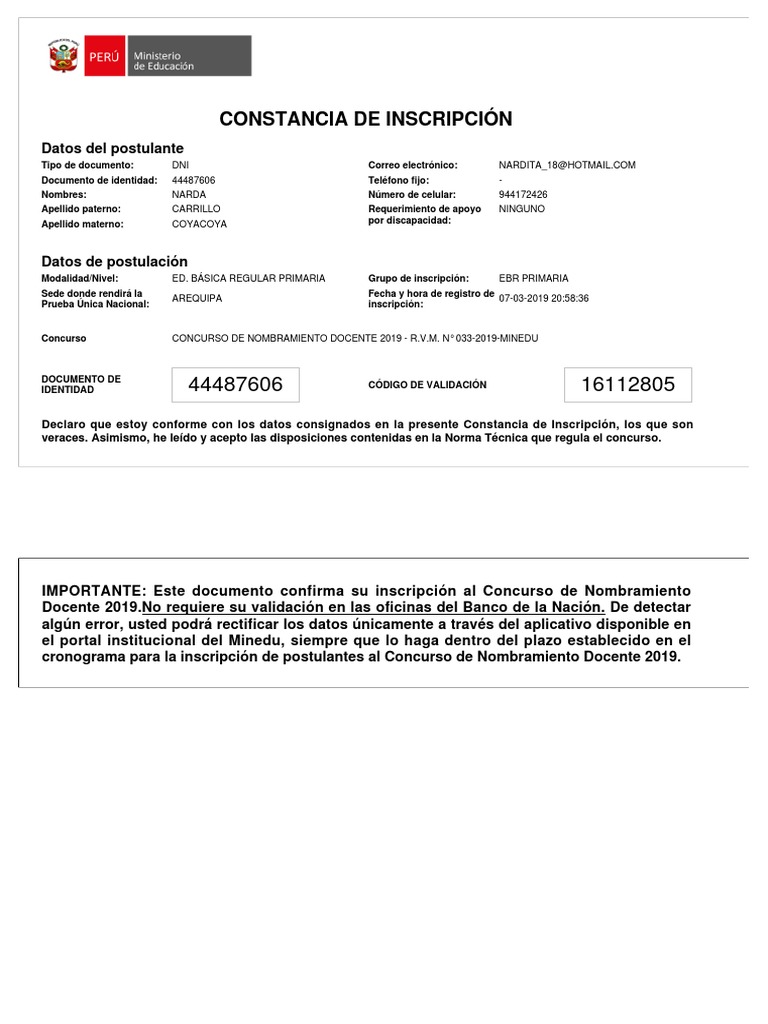 Ficha de Inscripcion | PDF