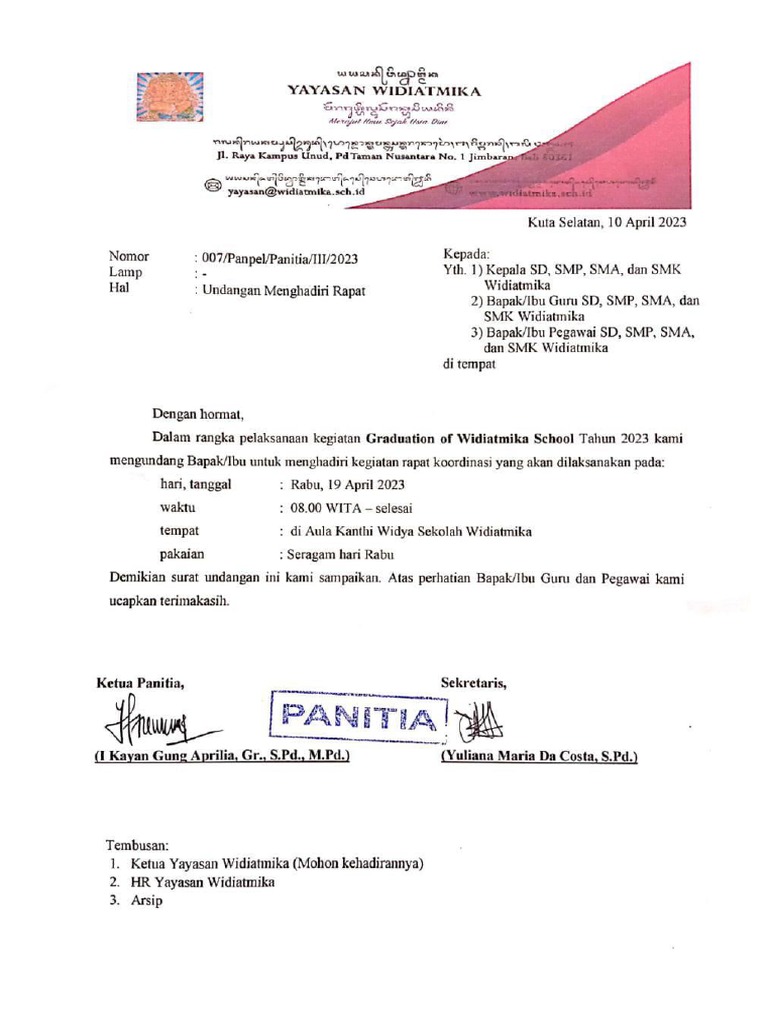 Undangan Rapat Graduation Pdf