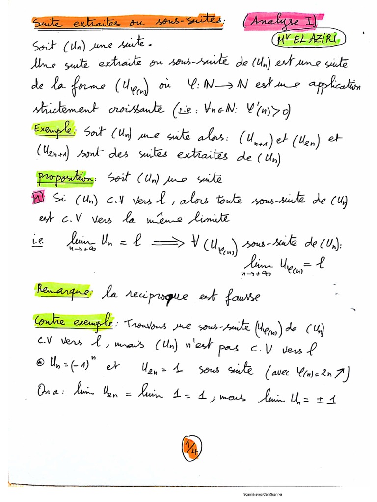 Cours D'analyse1 ''Suites Extraites Et Suites Réccurentes'' | PDF