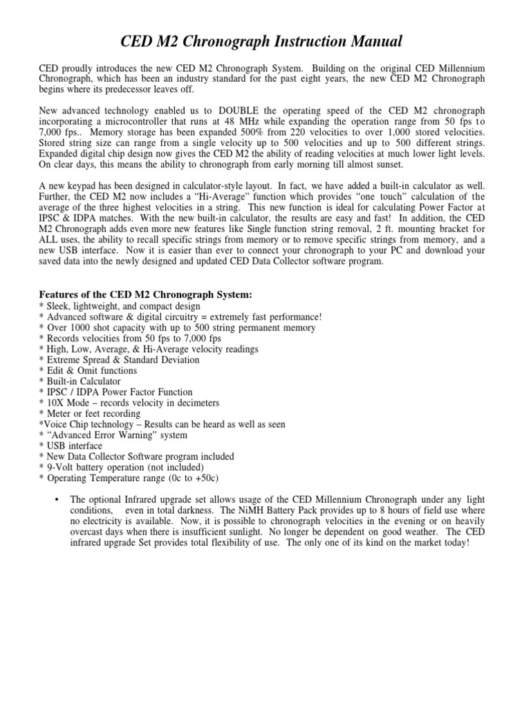 CED M2 Chronograph Instruction Manual | PDF | Installation (Computer ...