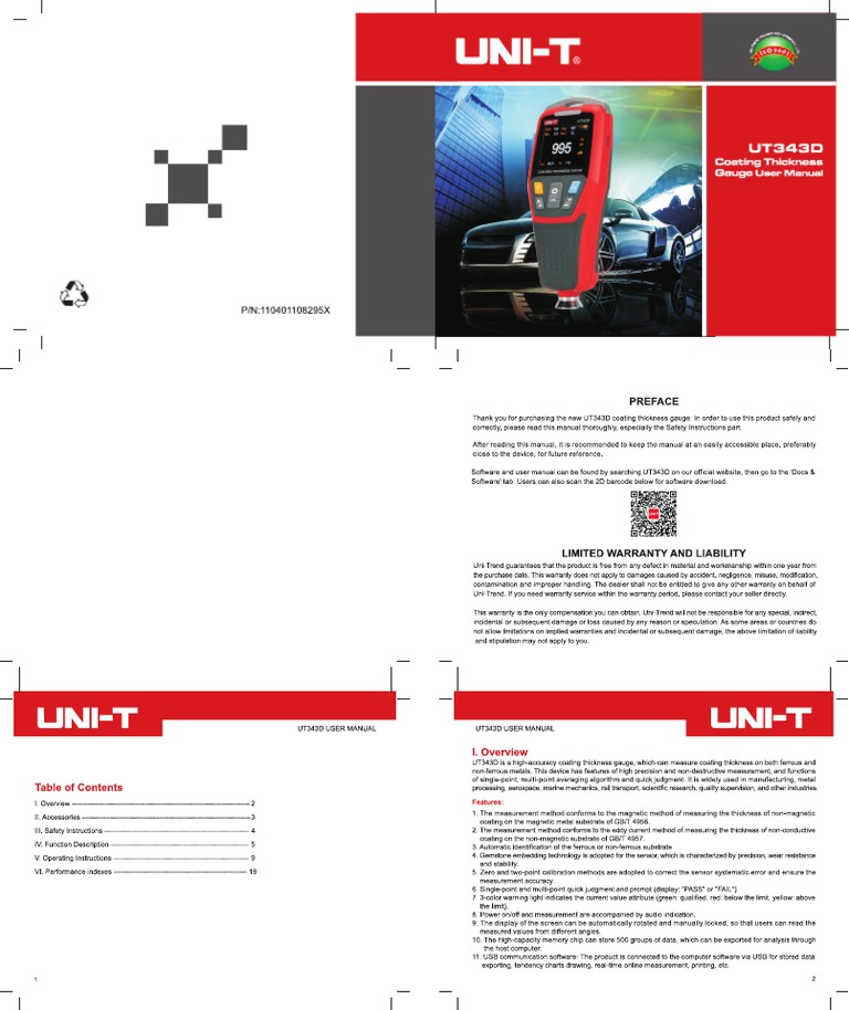 Coating Thickness Uni-T 343D English User Manual | PDF