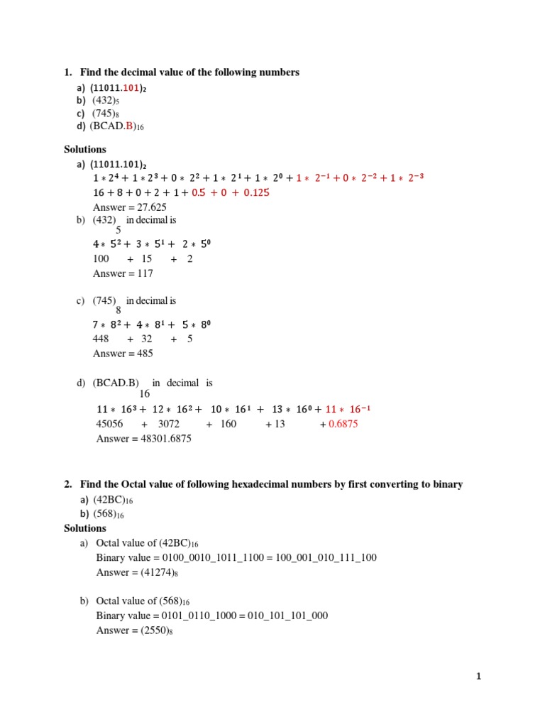 Conversion of Numerical Bases and Representations of Text in Binary Codes | PDF | Subtraction ...