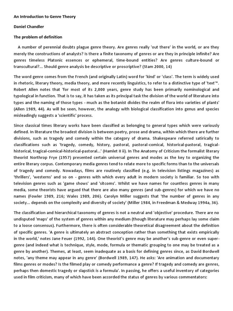 An Introduction To Genre Theory | PDF | Genre | Mass Media