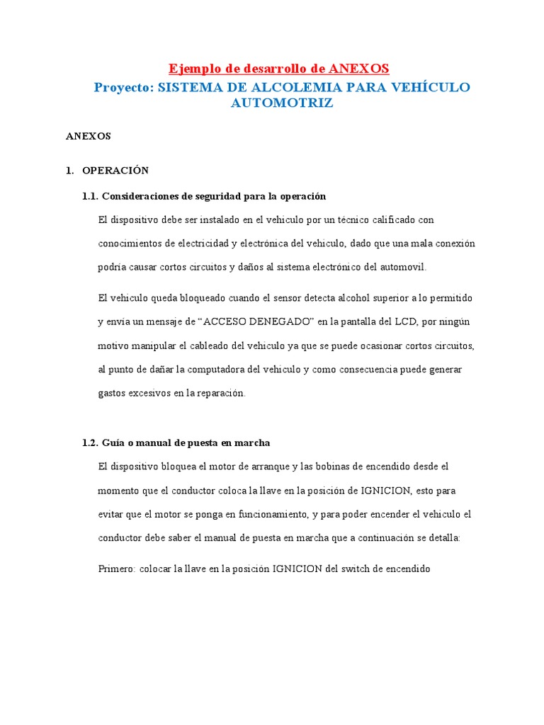 Ejemplo de Desarrollo de ANEXOS | PDF | Pantalla de cristal líquido ...