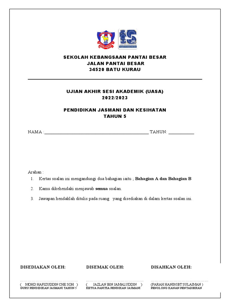 COVER EXAM PAPER SKPB - PJPK | PDF